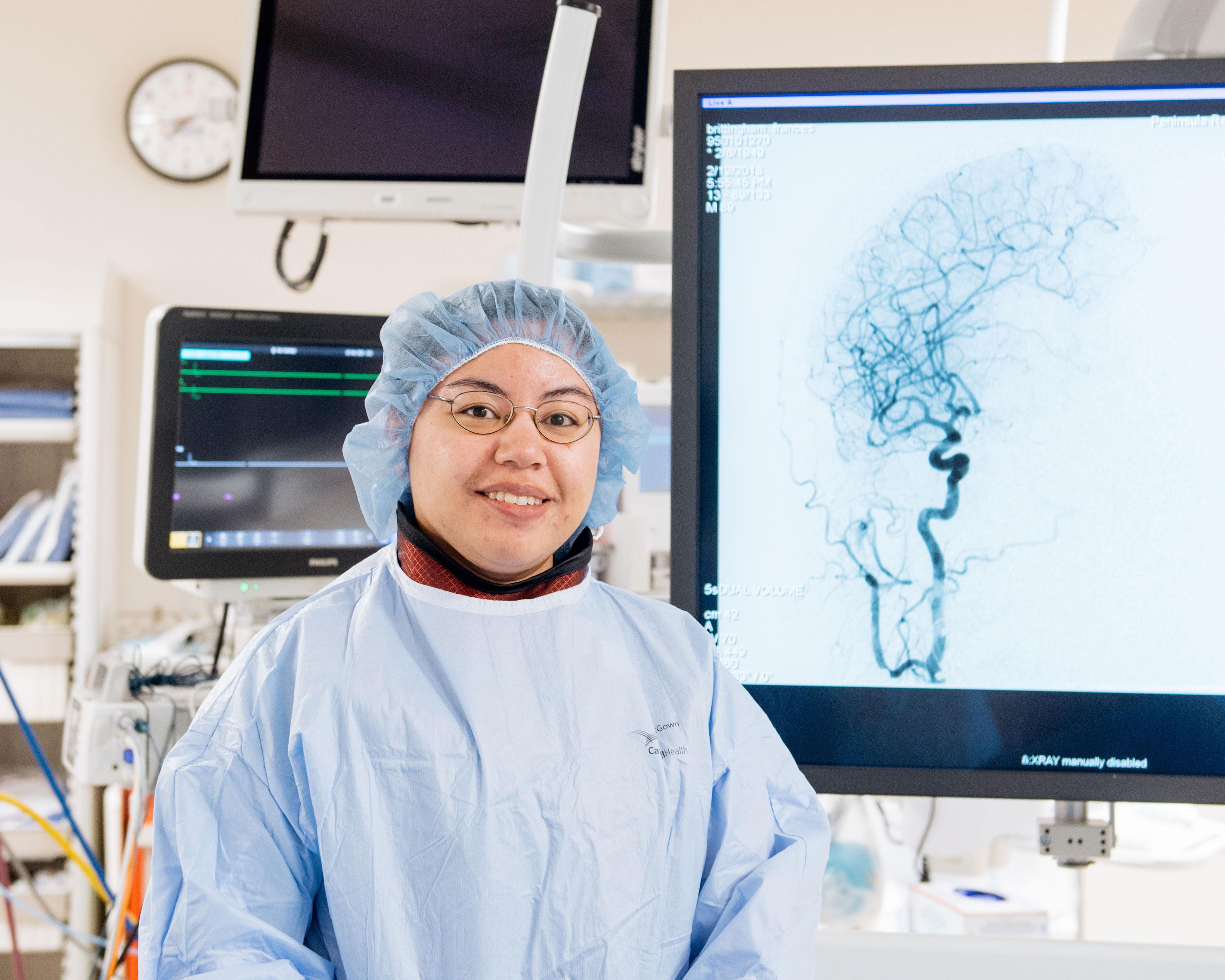 Dr. Sophia Shakur in the hybrid operating room